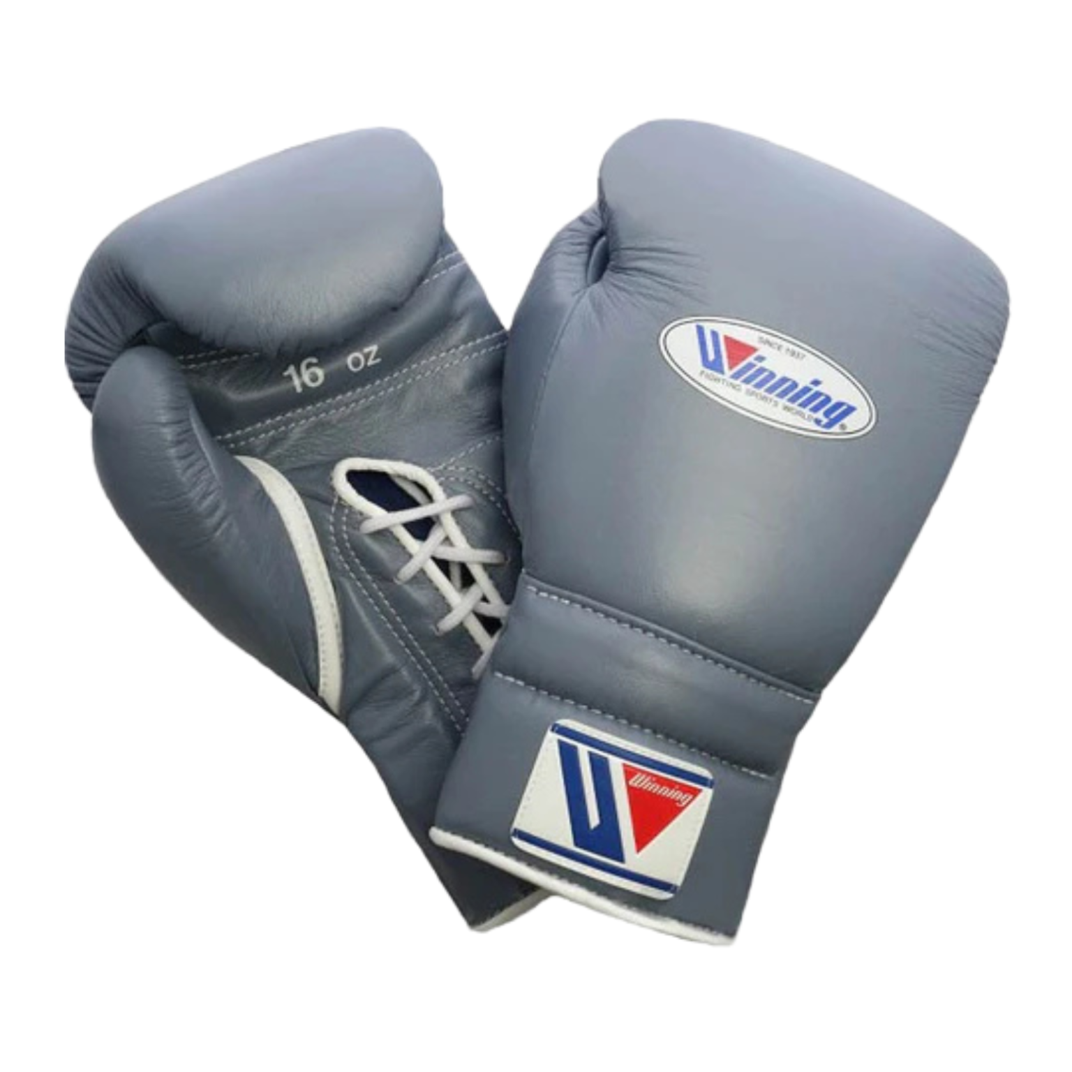 Winning lace up boxing gloves | Gray leather training & sparring